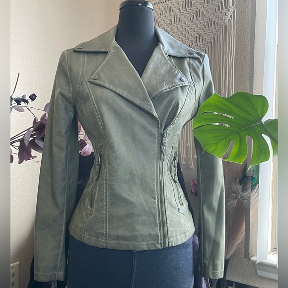 Max Studio | Jackets & Coats | Max Studio Green Faux Leather Biker ...